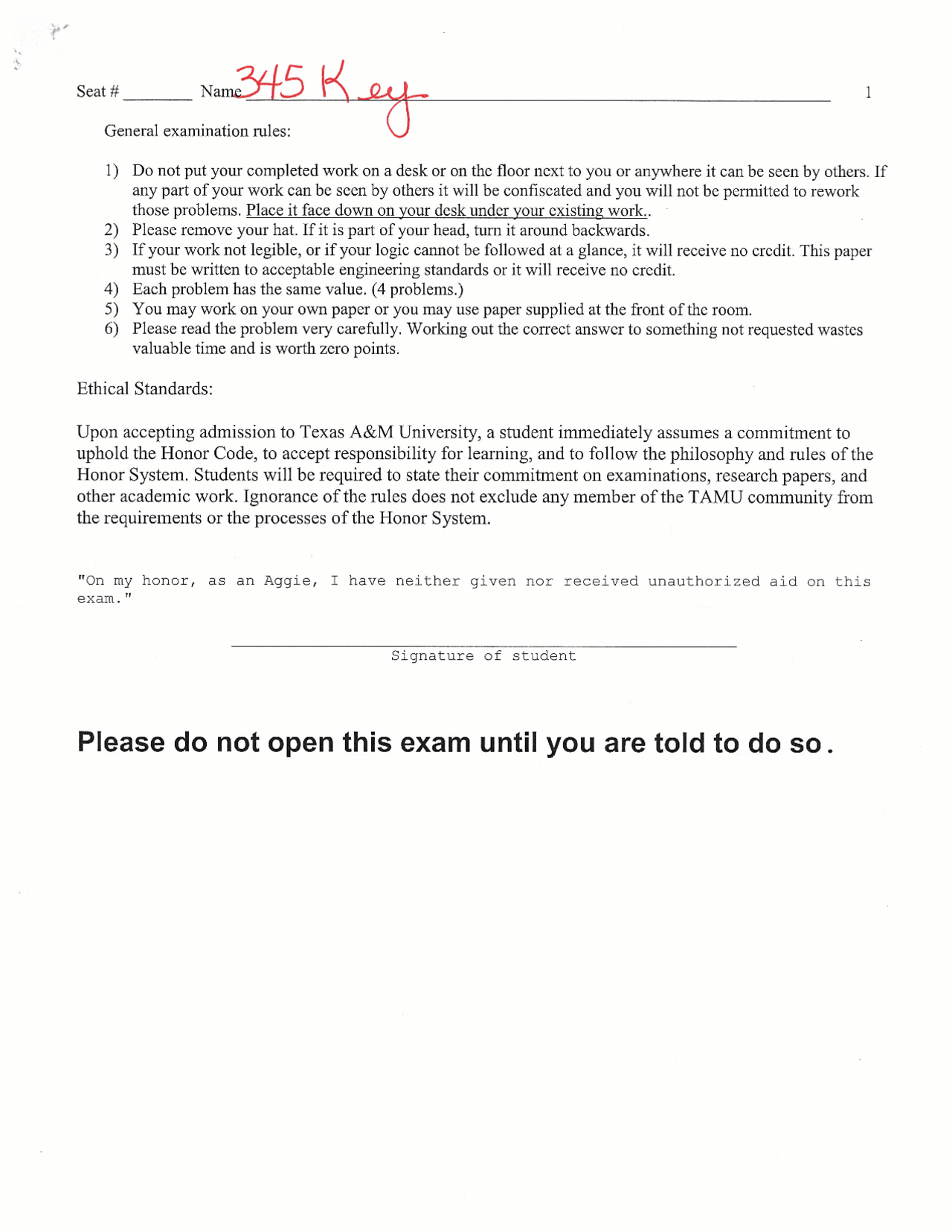 Exam Answer Key Theory Of Structures Cven 345 Docsity