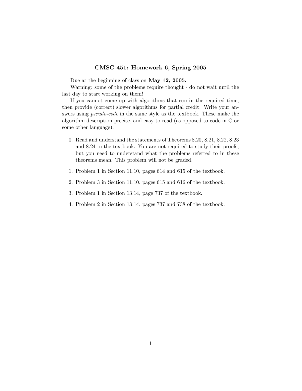 Homework 6 Design And Analysis Of Computer Algorithms Cmsc 451 2367