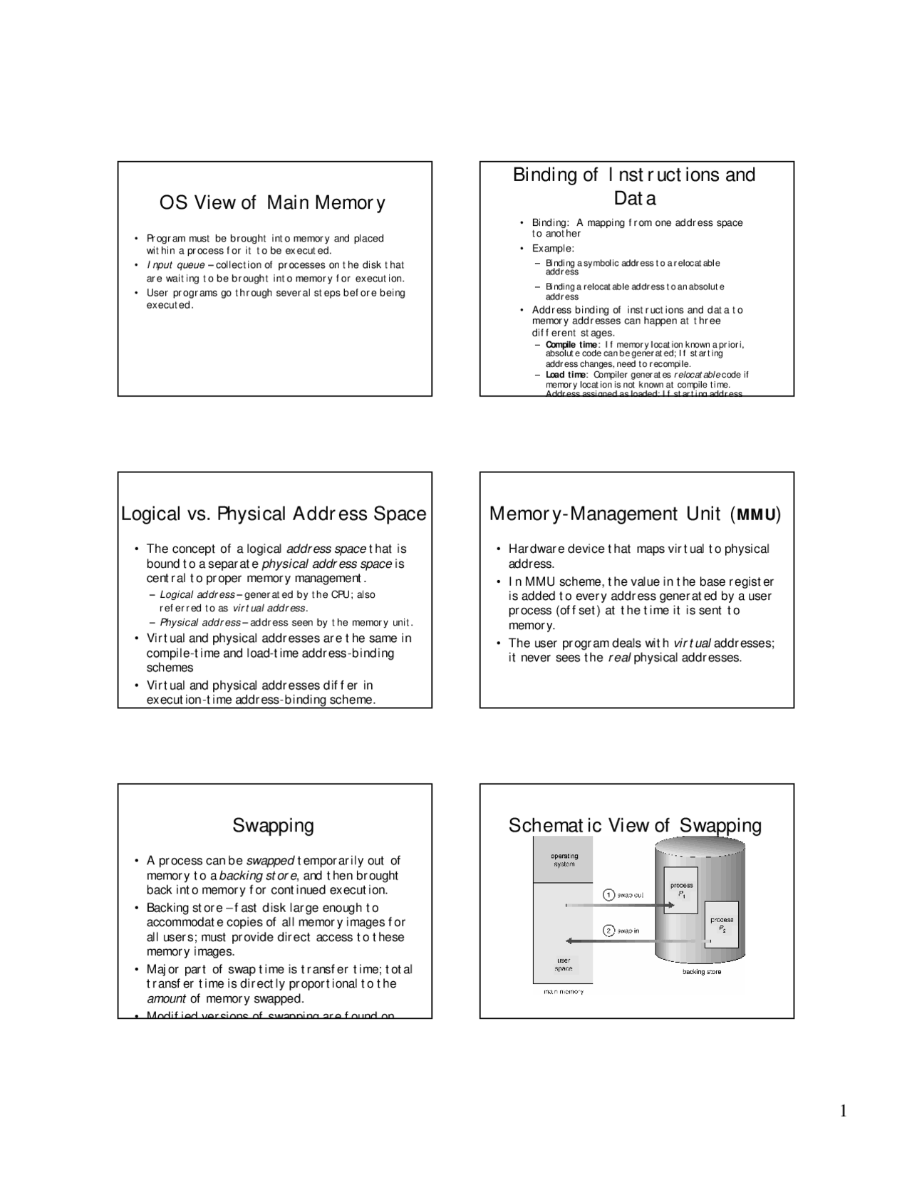 OS View of Main Memory - Computer Organization | CS 4504 - Docsity