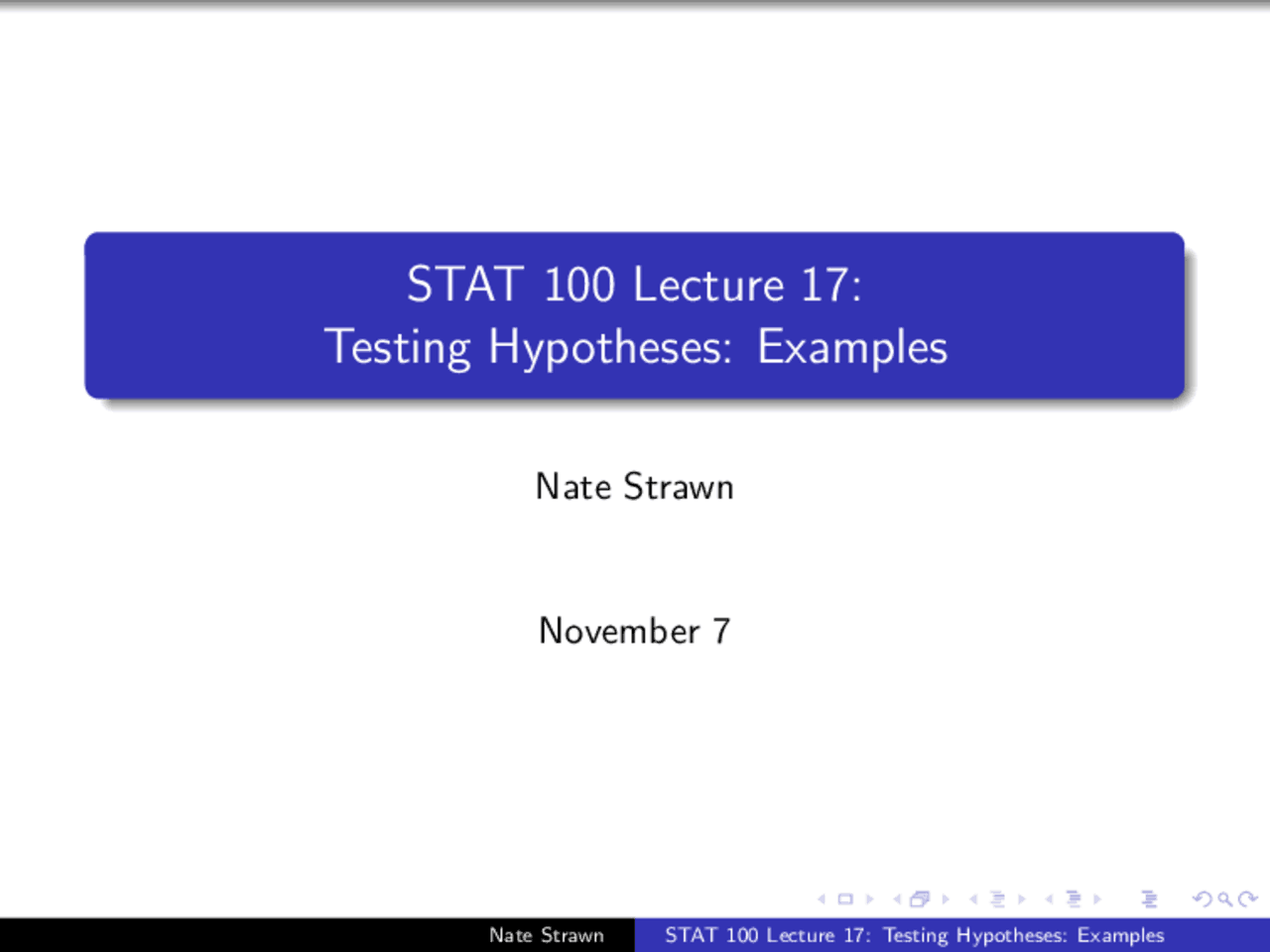 Testing Hypotheses Examples Lecture Slides Stat 100 Docsity