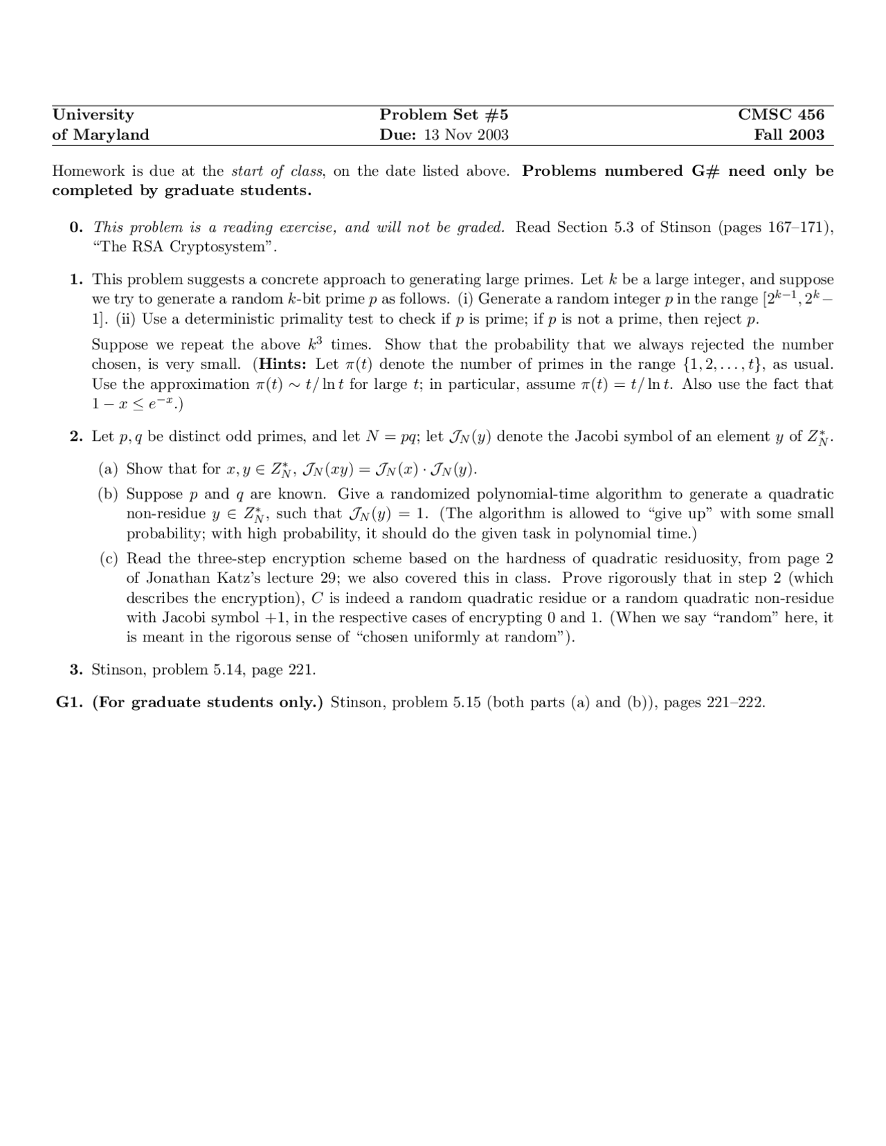 Solution For Problem Set 5 Cryptology Cmsc 456 Docsity 