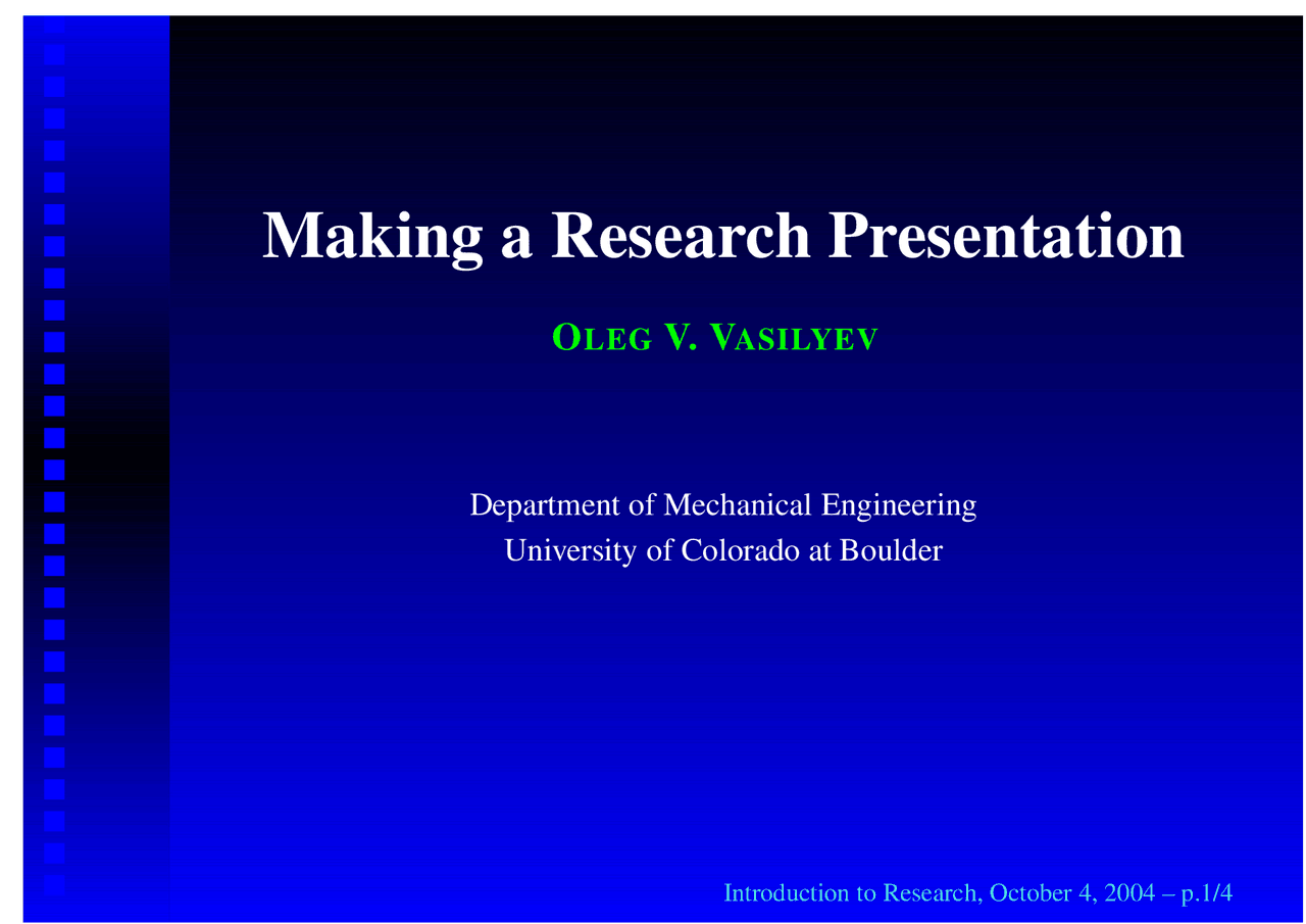 Making Research Presentation Special Topics Mcen 5208 Docsity