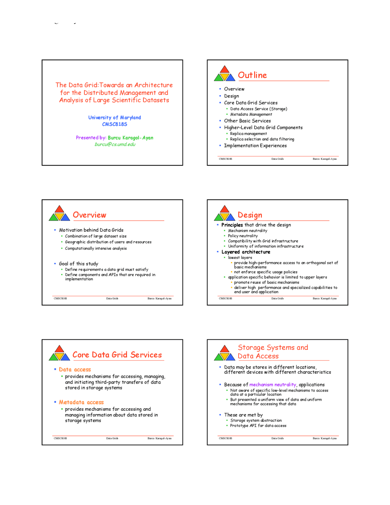 Design Core Data Grid Services Storage System Slides Notes Cmsc