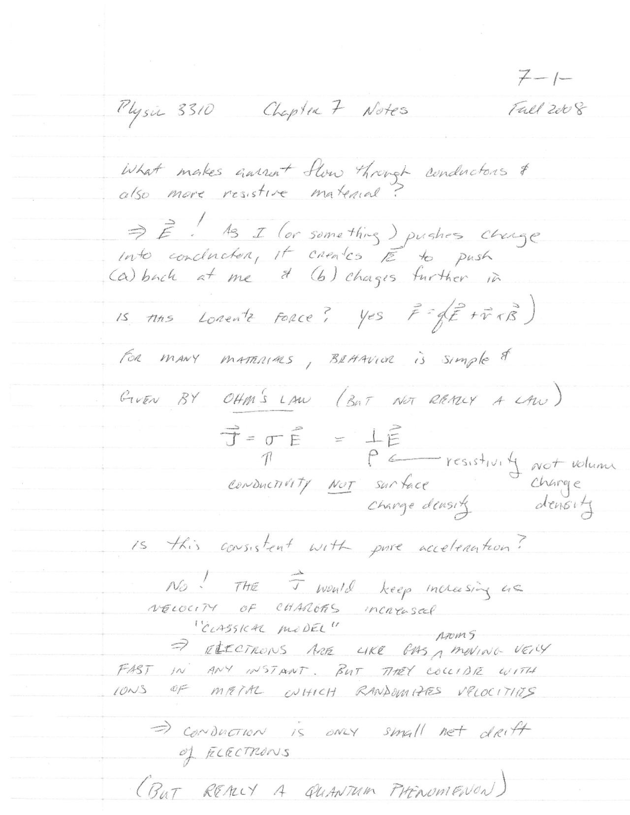 What Makes Current Flow Through Conductor Handwritten Notes Phys