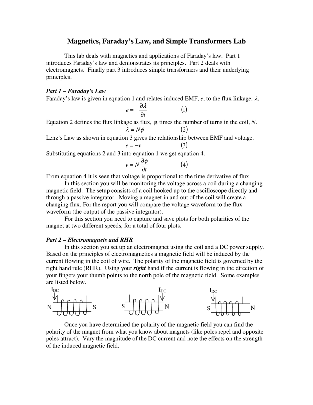 Lab For Magnetics Faradays Law And Simple Transformers Ece 3354