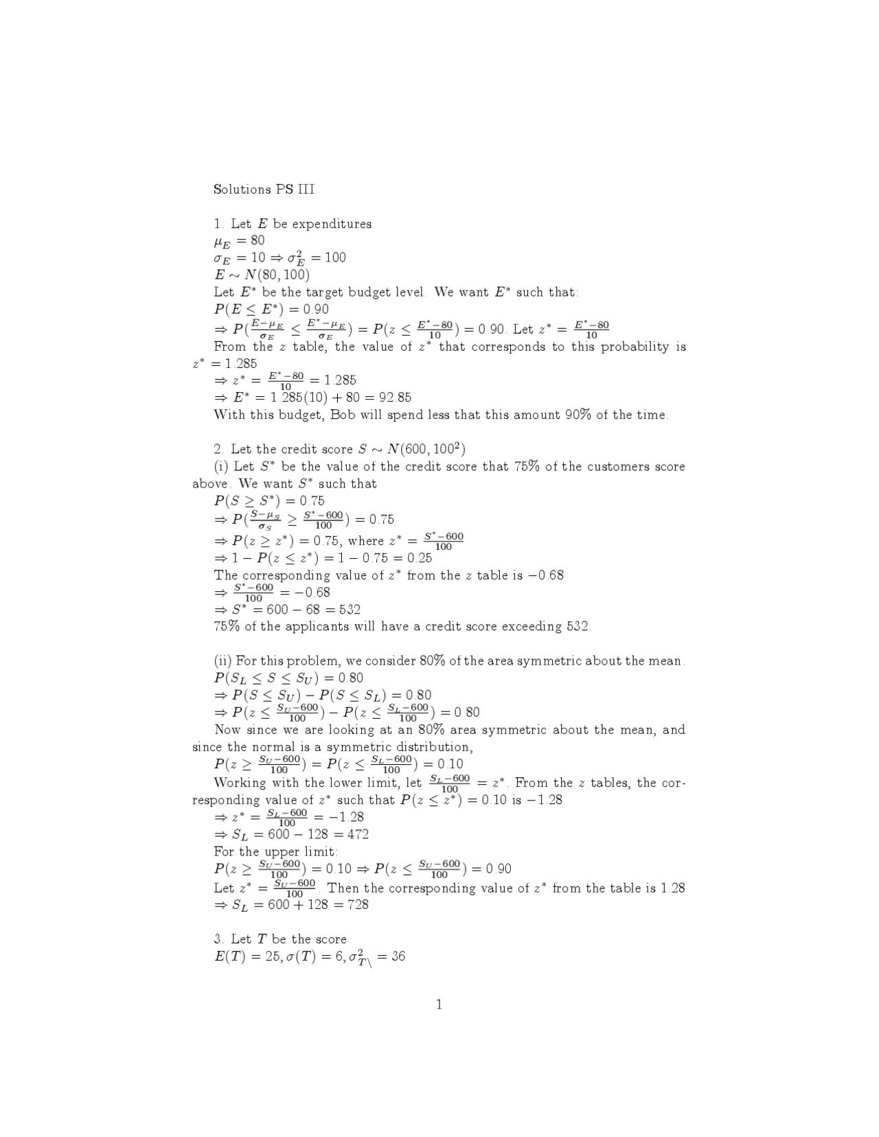 Solutions For Problem Set 3 Economic Statistics Econ 321 Docsity