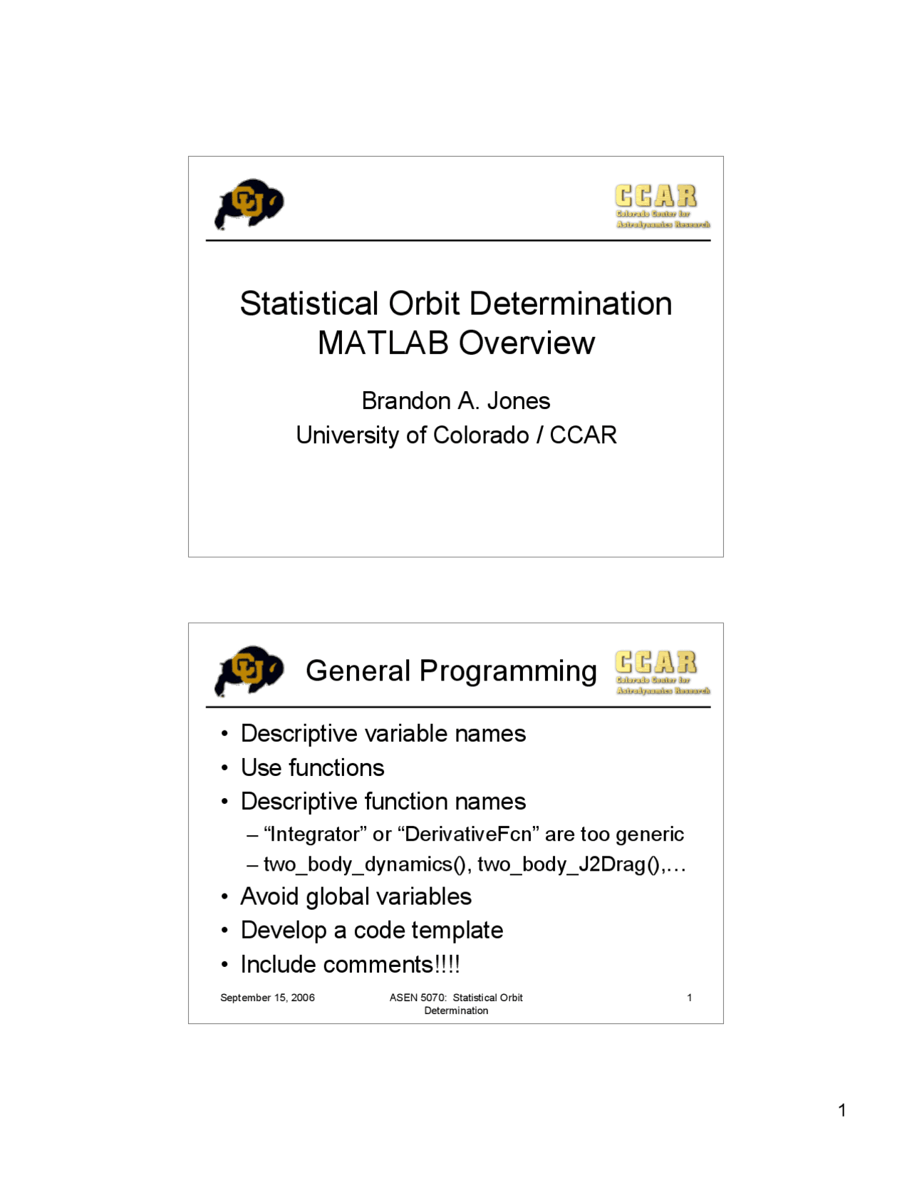 Statistical Orbit Determination Matlab Overview Lecture Slides Asen