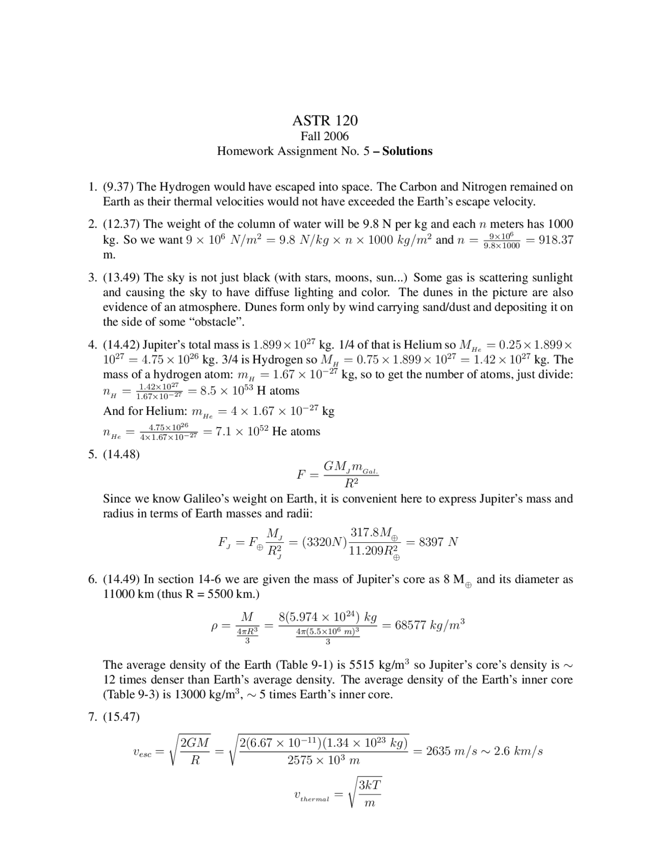 Homework 5 With Solution Introduction Astrophysics Solution Systems