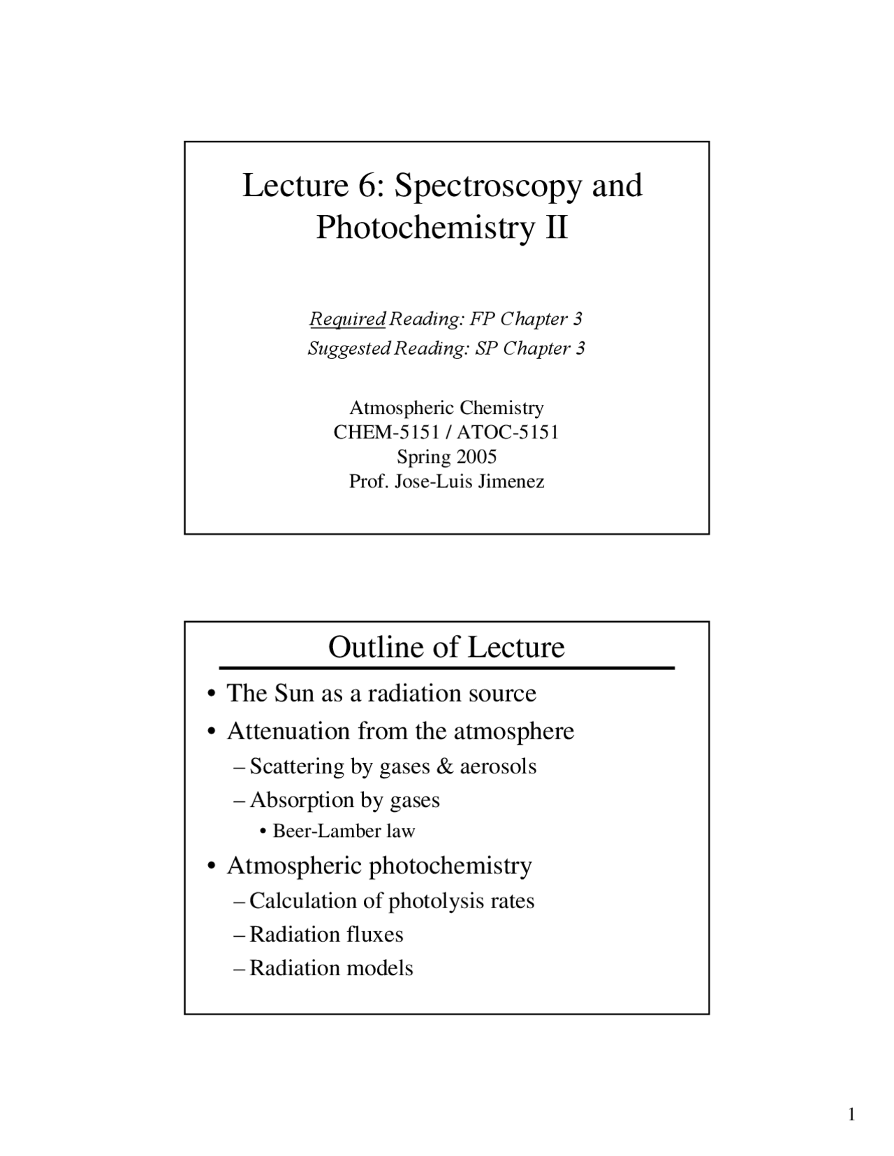 Lecture Slides On Spectroscopy And Photochemistry Ii Chem 5151 Docsity