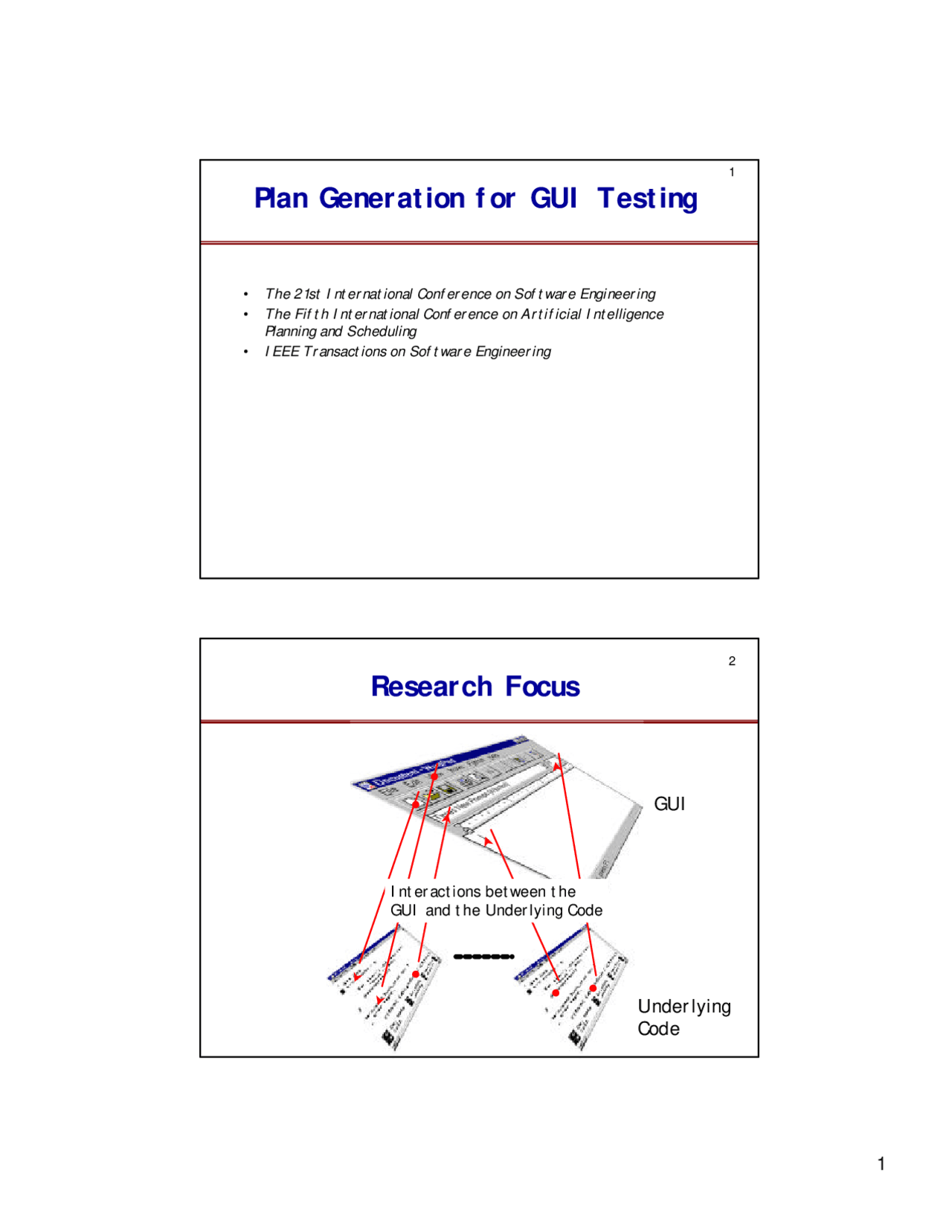 Plan Generation For Gui Testing Slides Cmsc 838 Docsity