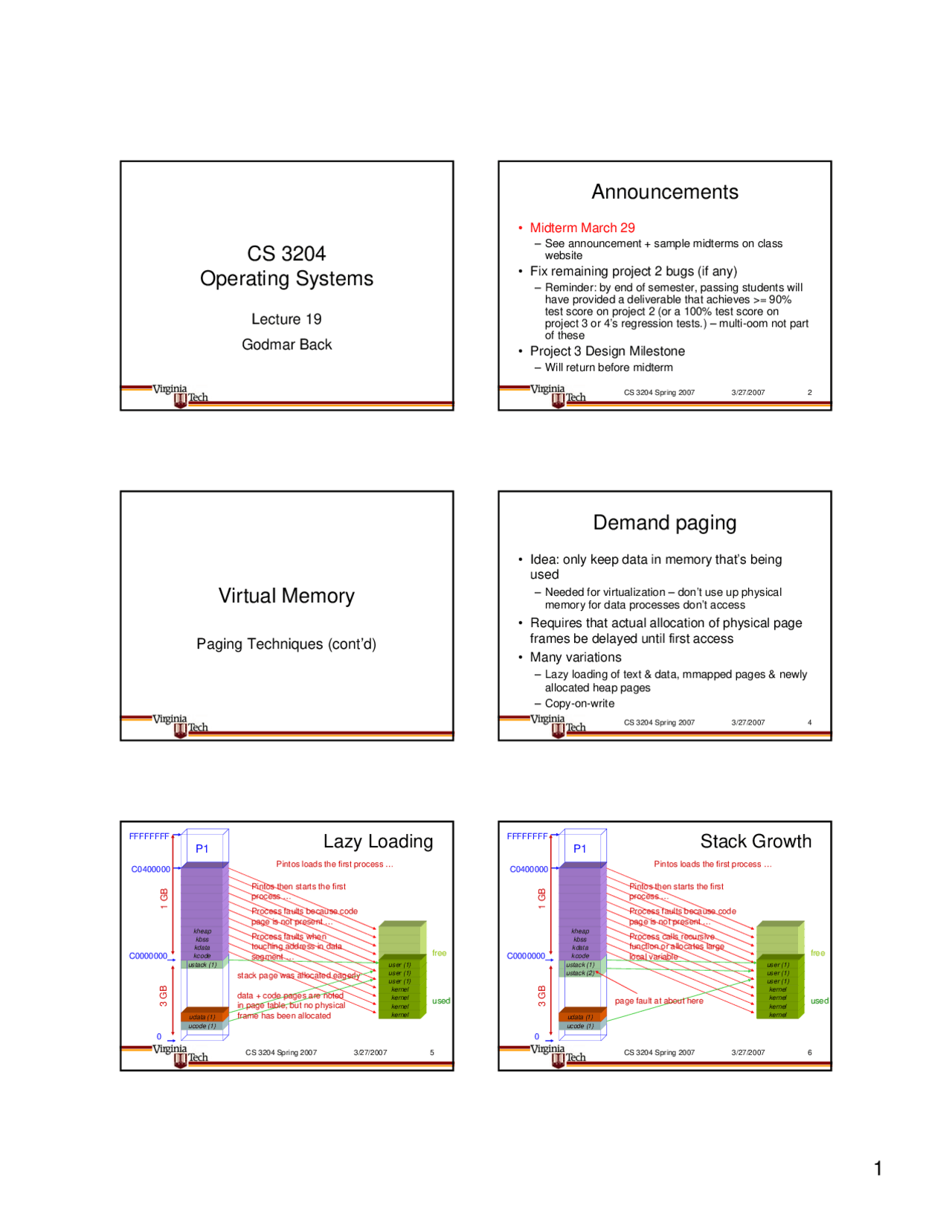Virtual Memory Paging Technique Operating Systems Cs 3204 Docsity