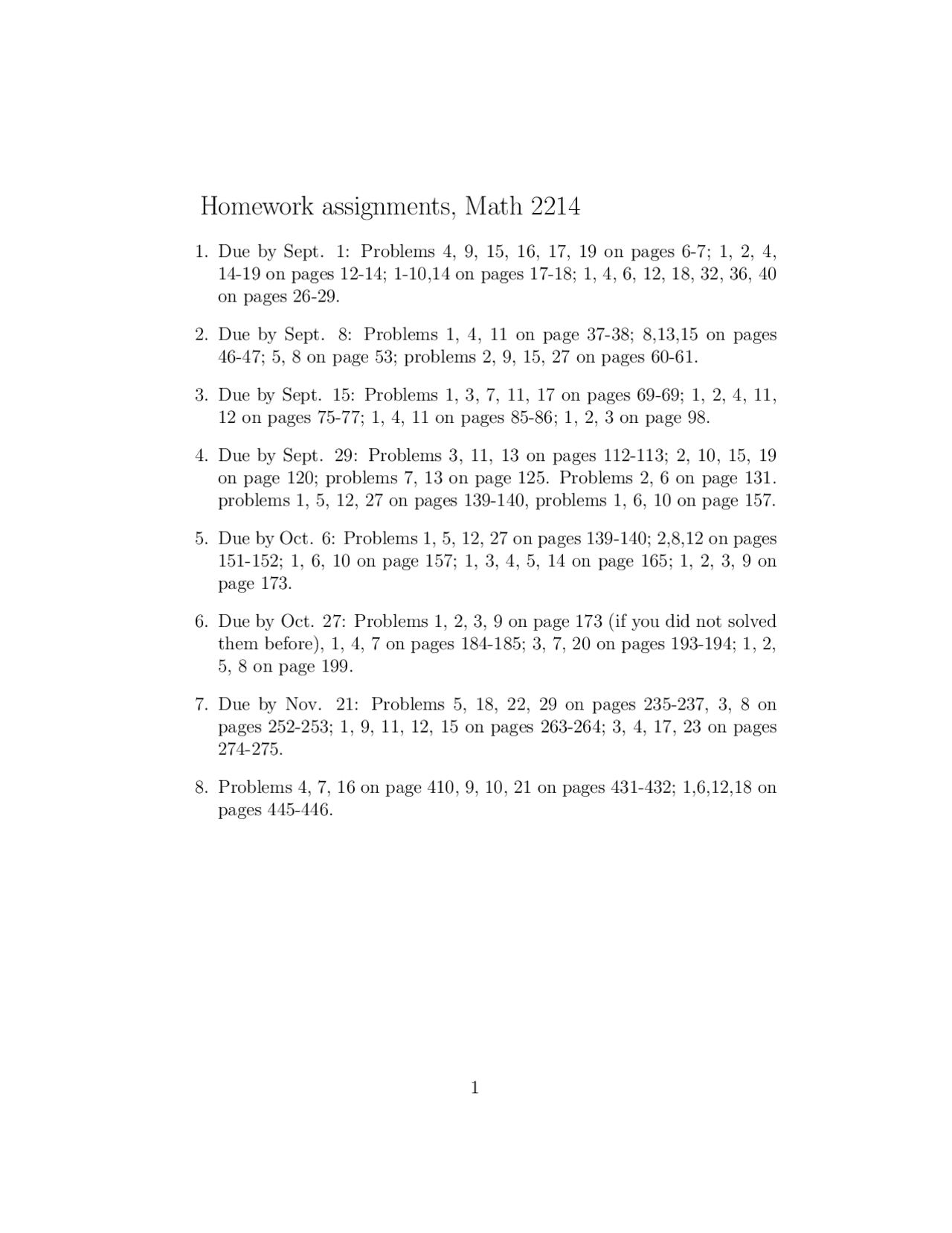 Homework Assignment Introduction To Differential Equations Math