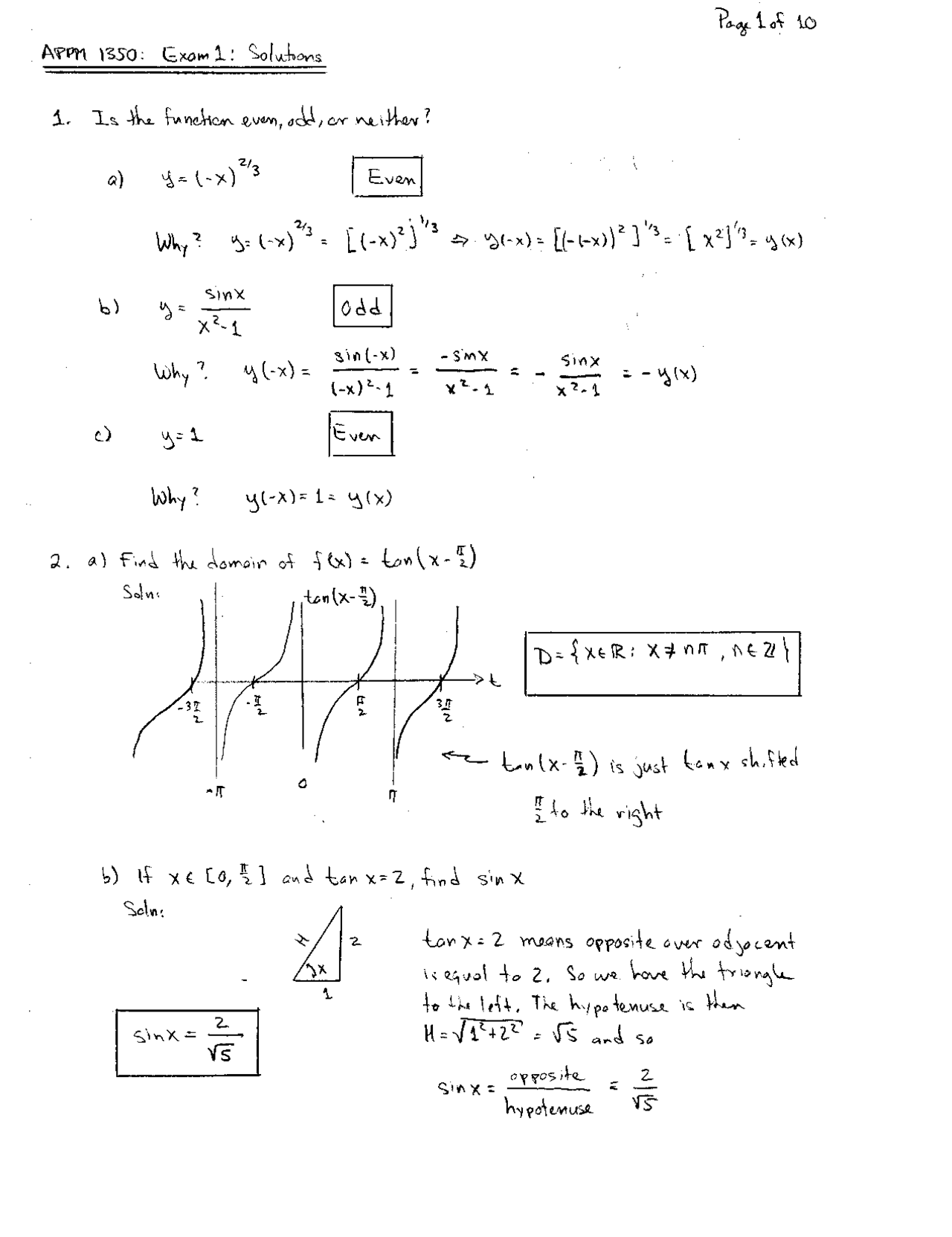 Test I Solutions For Calculus I For Engineers Appm 1350 Docsity