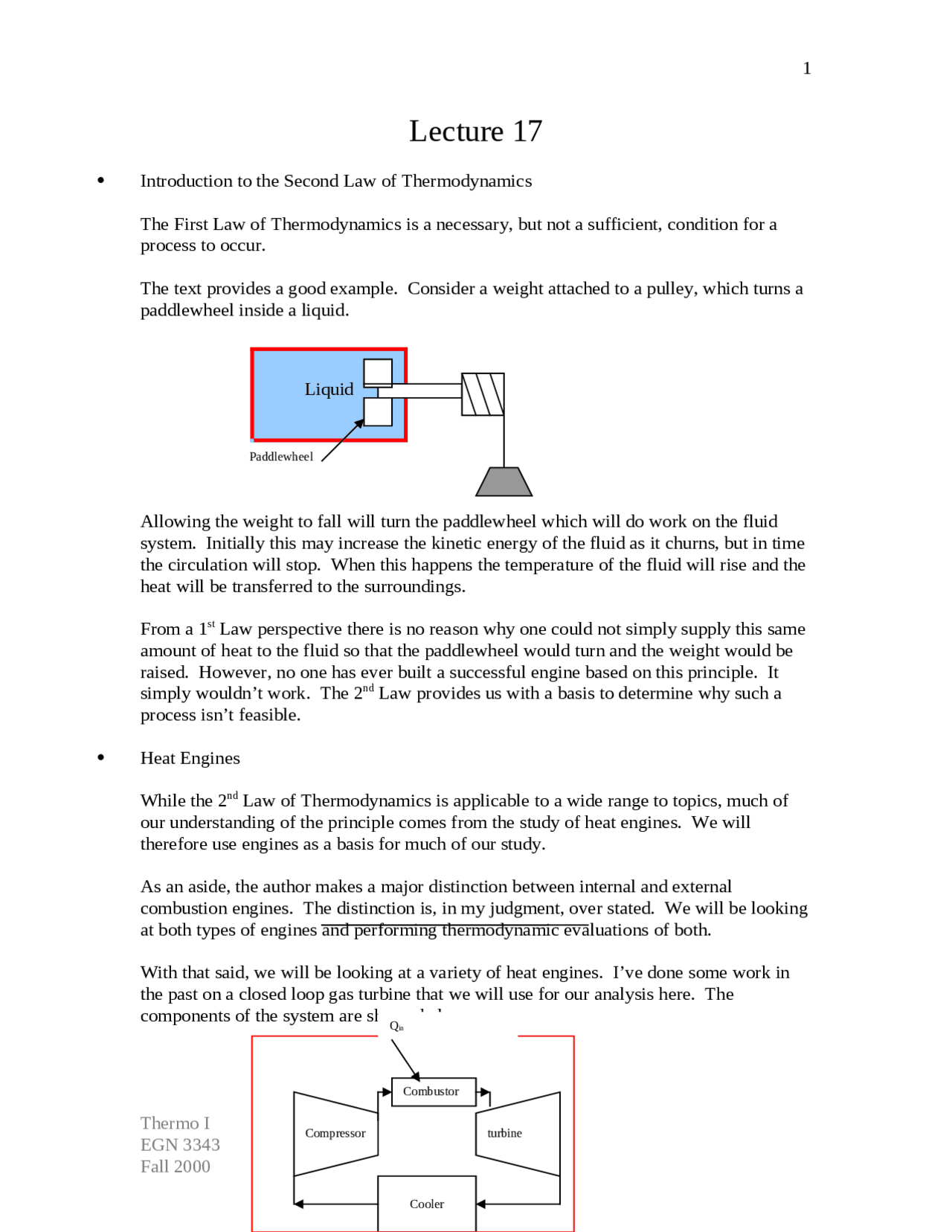 Introduction To Second Law Of Thermodynamics Lecture Notes Egn 3343