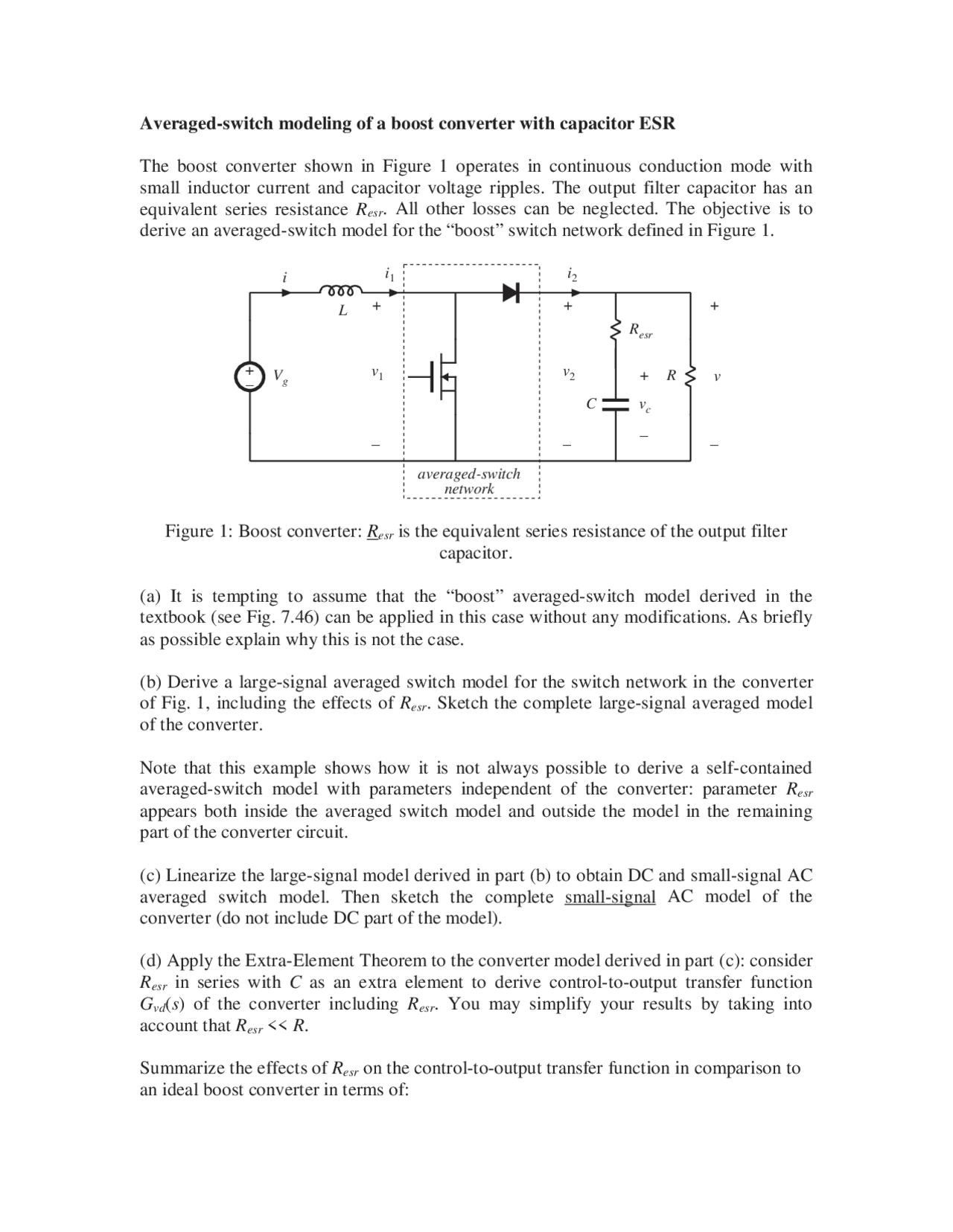 Averaged-Switch Modeling of a Boost Converter with Capacitor ESR | ECEN 5807 | Assignments ...
