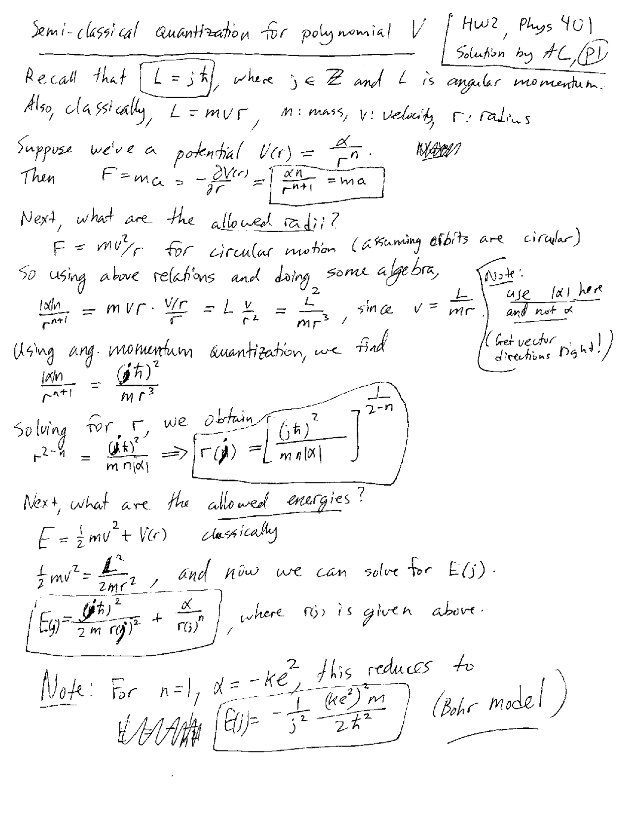 Handwritten Notes Classical Quantization For Polynomial Phys 401
