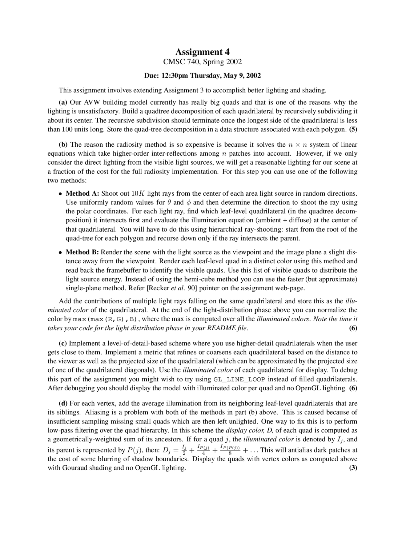Assignment 4 For Quadrilateral Advance Computer Graphics Cmsc 740