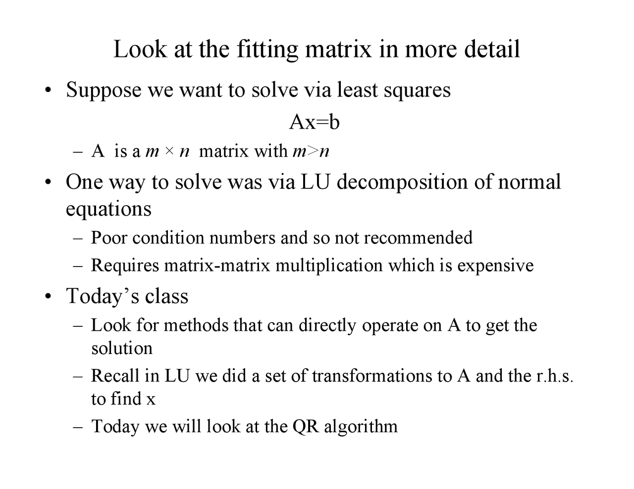 Fitting Matrix to Solve the Least Squares | CMSC 460 - Docsity