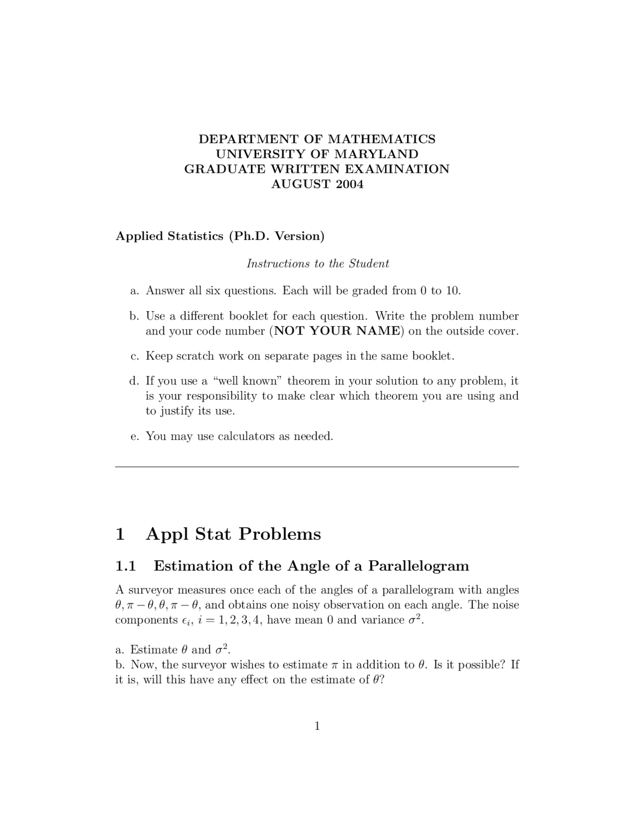 Linear Statistical Models I Exam Questions With Solutions Stat 740