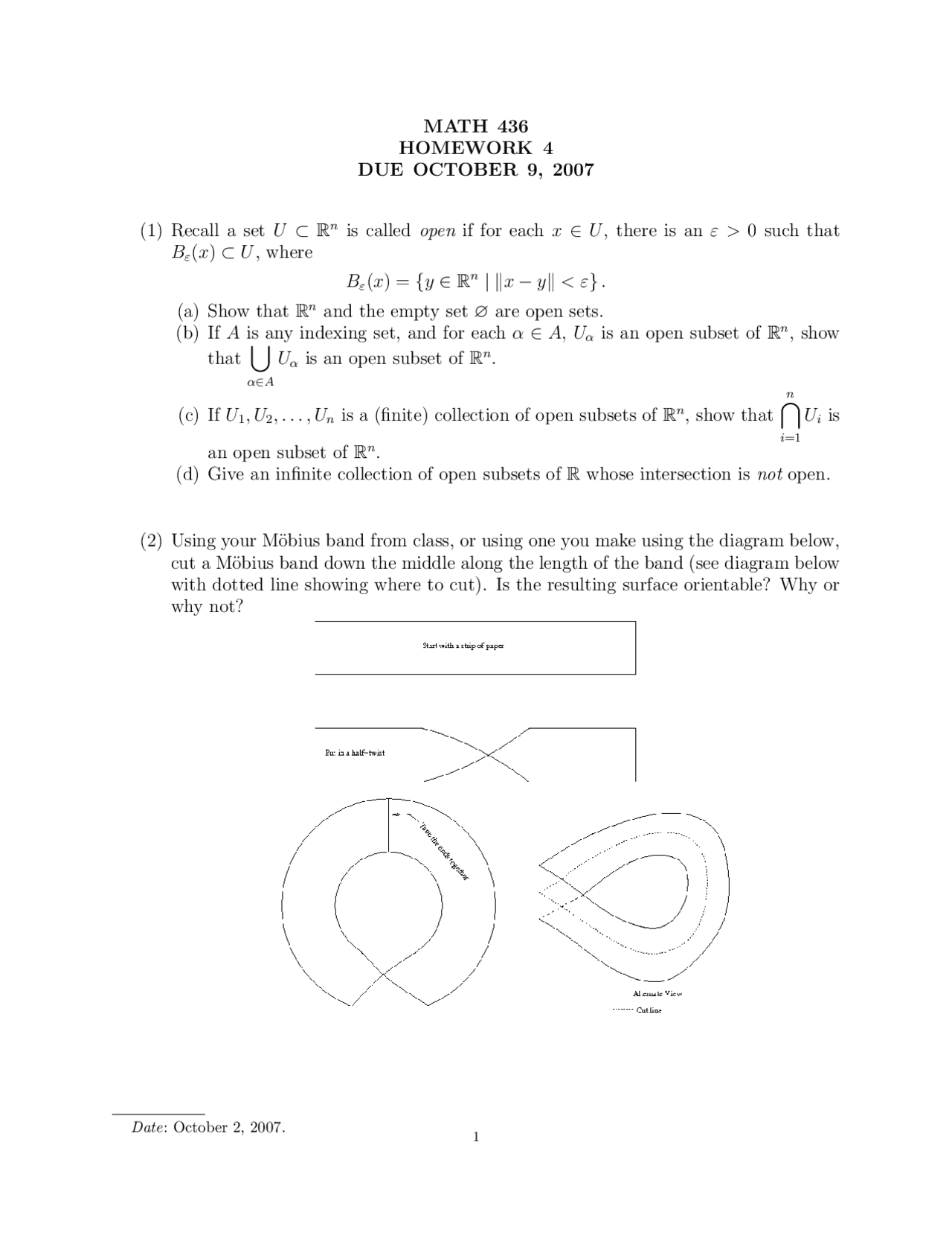 Homework 4 Differential Geometry I Math 436 Docsity