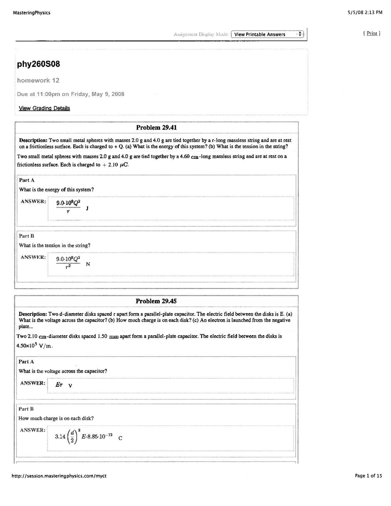 Problems With Solutions Physics Vibration Waves Heat Electricity