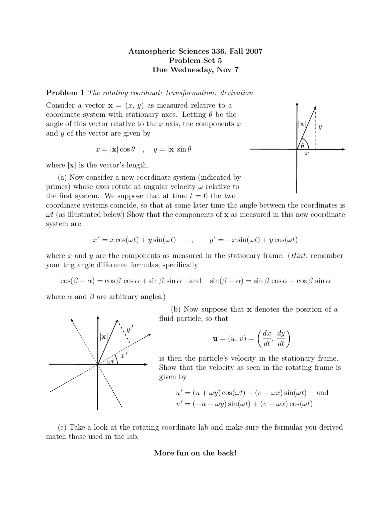 3 Solved Problems On Atmospheric Dynamics Worksheet 5 Atmo 336