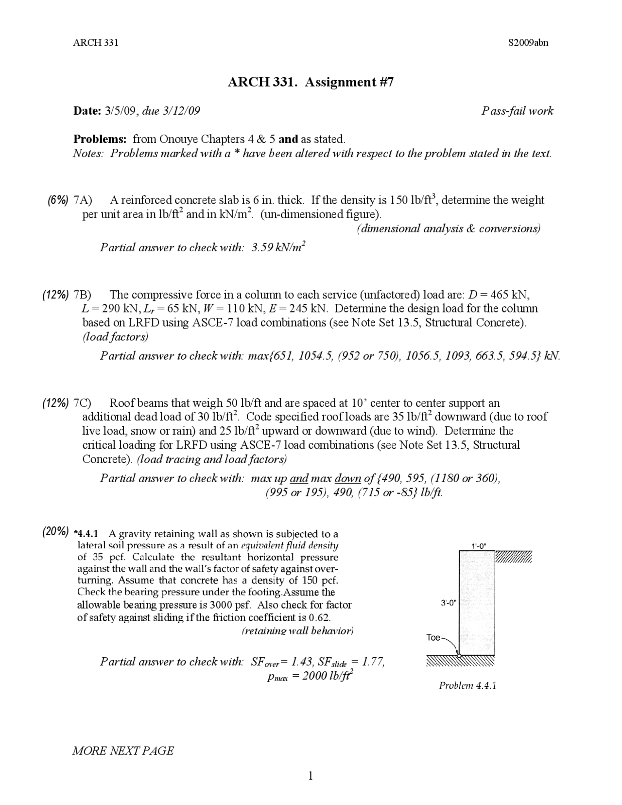 Architectural Structures Problem Set 7 Solutions Arch 331 Docsity