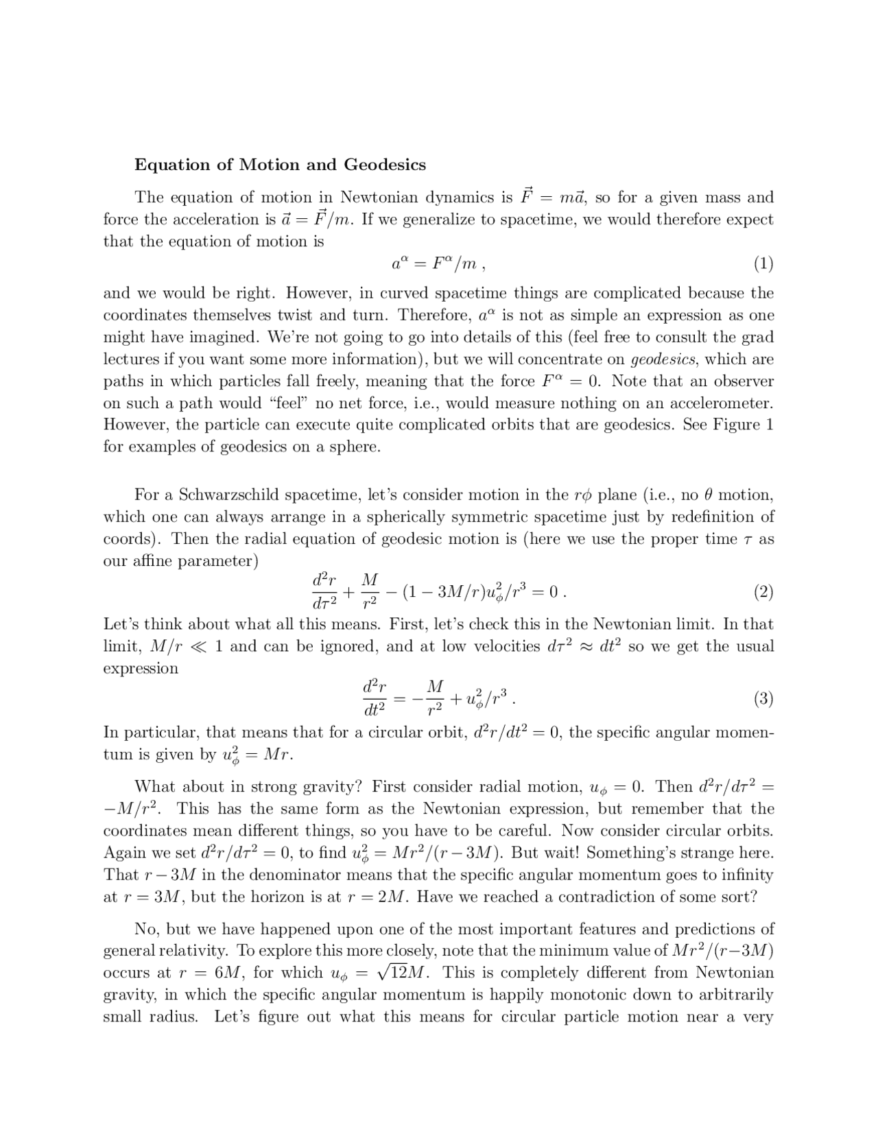 Equation Of Motion And Geodesics Special Problems In Astronomy Astr