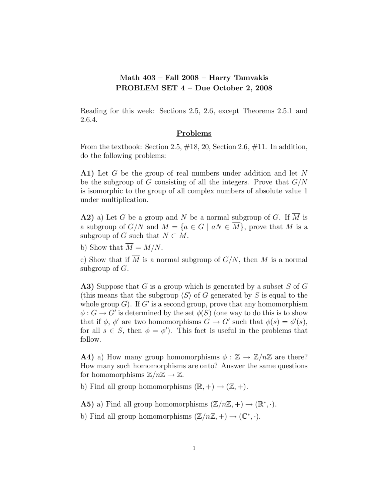 8 Problems On Introduction To Abstract Algebra Math 403 Docsity