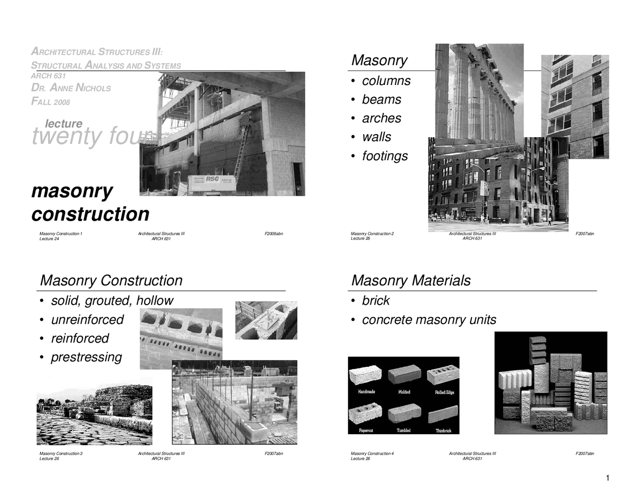 Notes on Masonry Construction - Applied Architecture Structures | ARCH ...