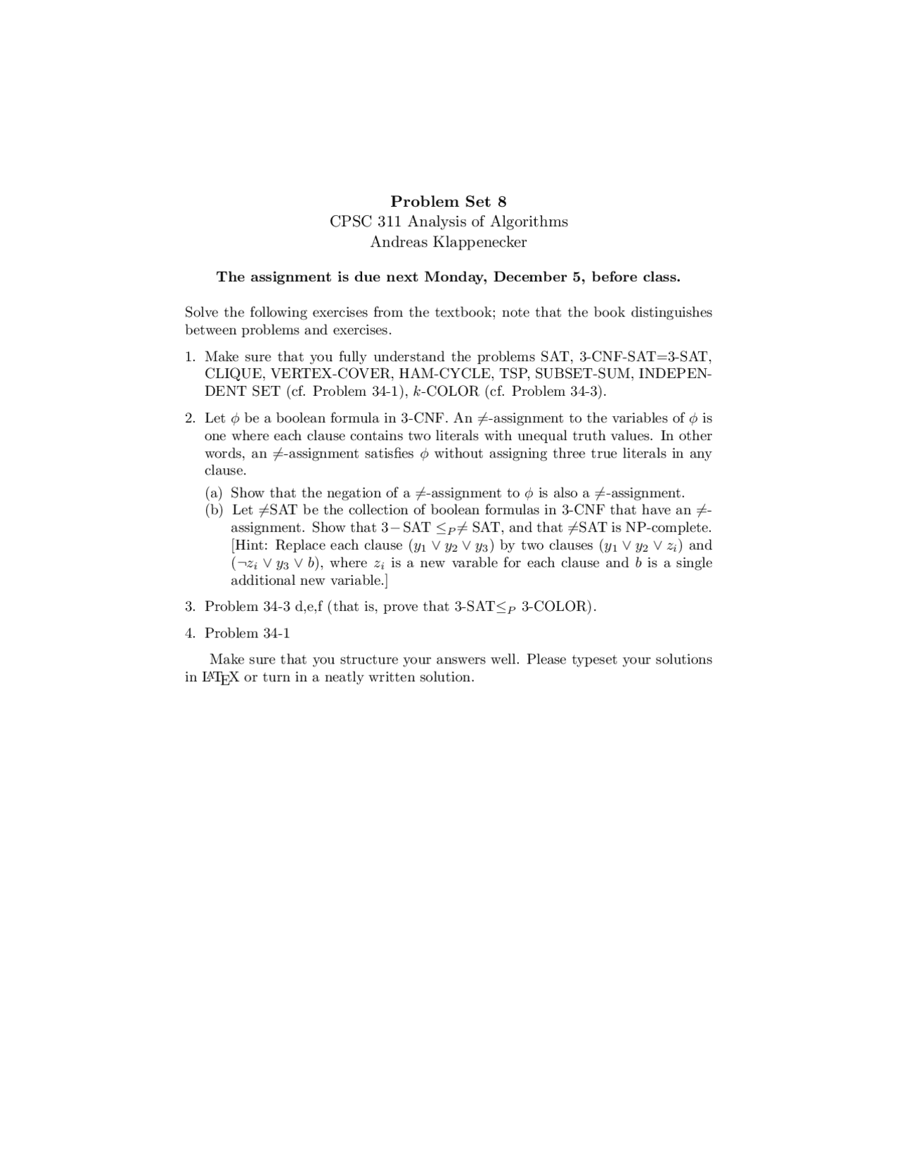 Problem Set 8 Analysis Of Algorithms Cpsc 311 Docsity 2718