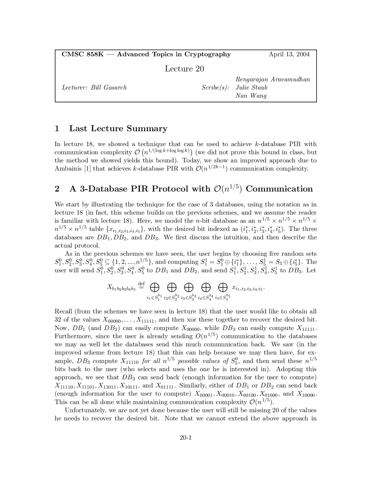 Enhanced PIR Protocol: O(n1/2k-1) Communication Complexity | Study ...