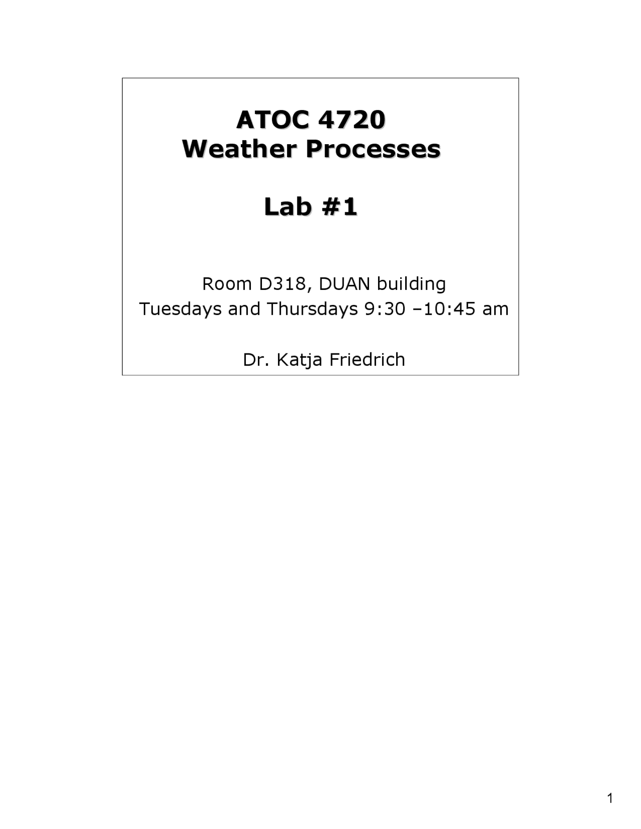 Scalar And Vector Weather And Processes Lab1 Atoc 4720 Docsity