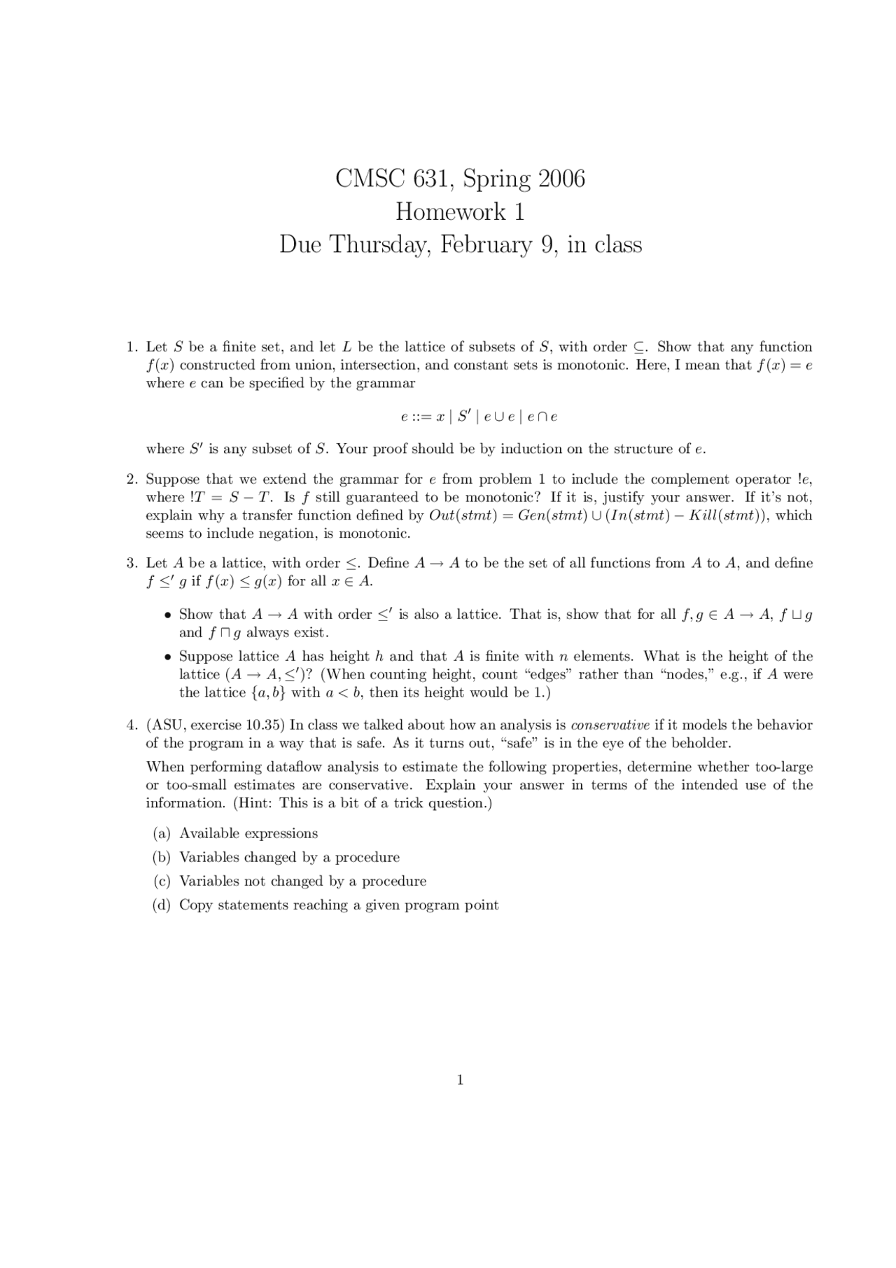 Homework 1 Programming Analysis And Understanding Cmsc 631 Docsity 3398