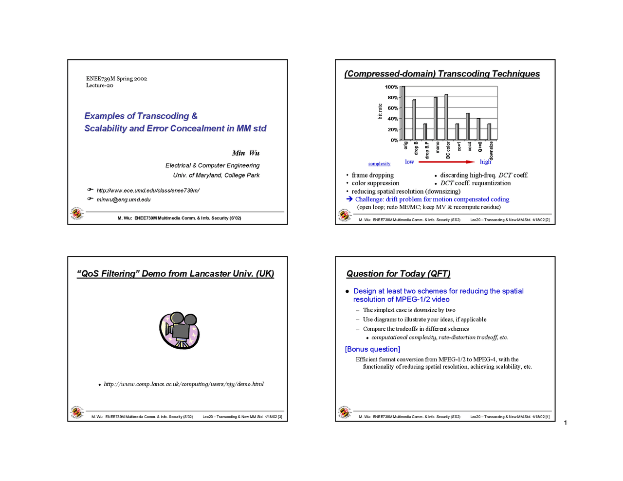 Transcoding And Scalability And Error Concealment In Mm Std Enee 739 Docsity