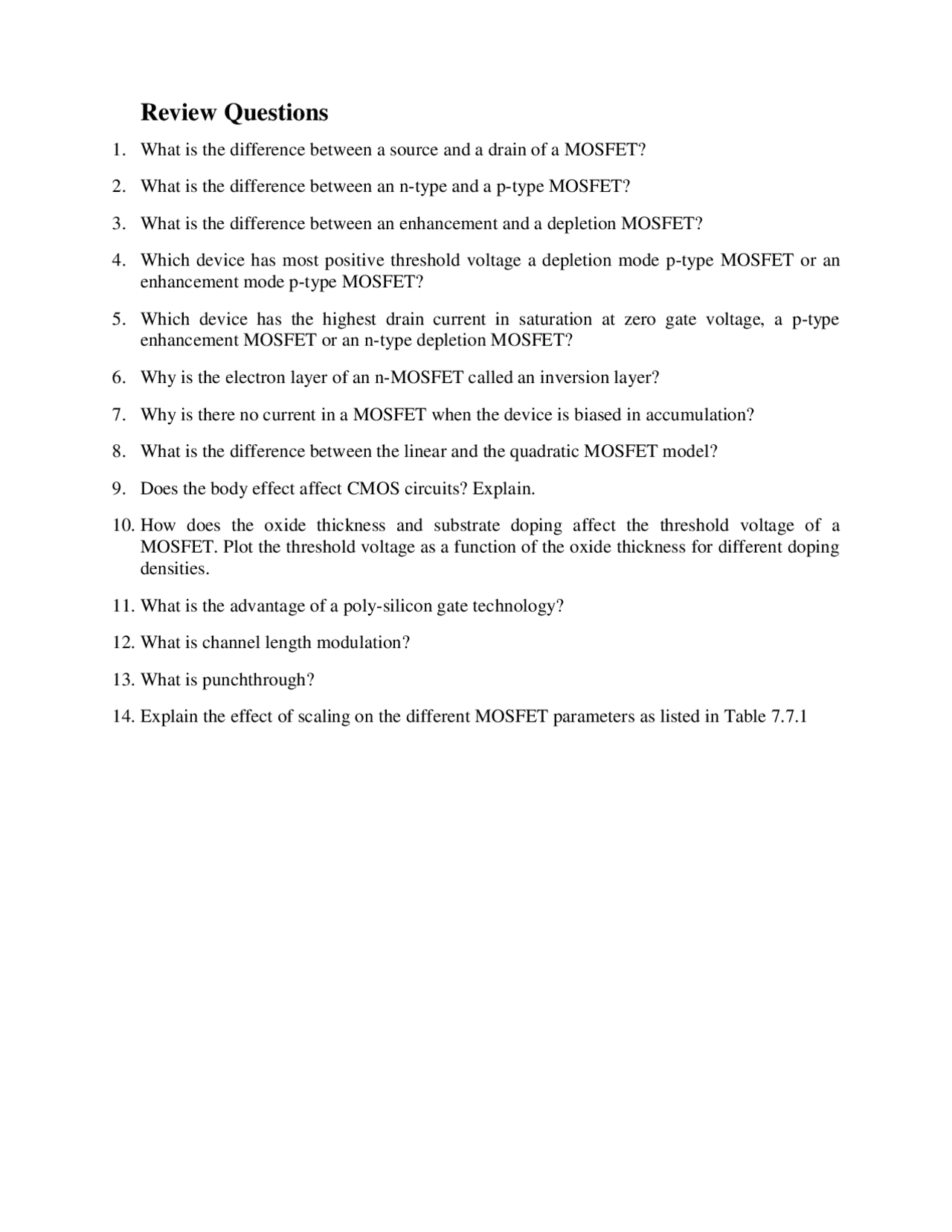 Review Questions Semiconductor Devices Ecen 3320 Docsity