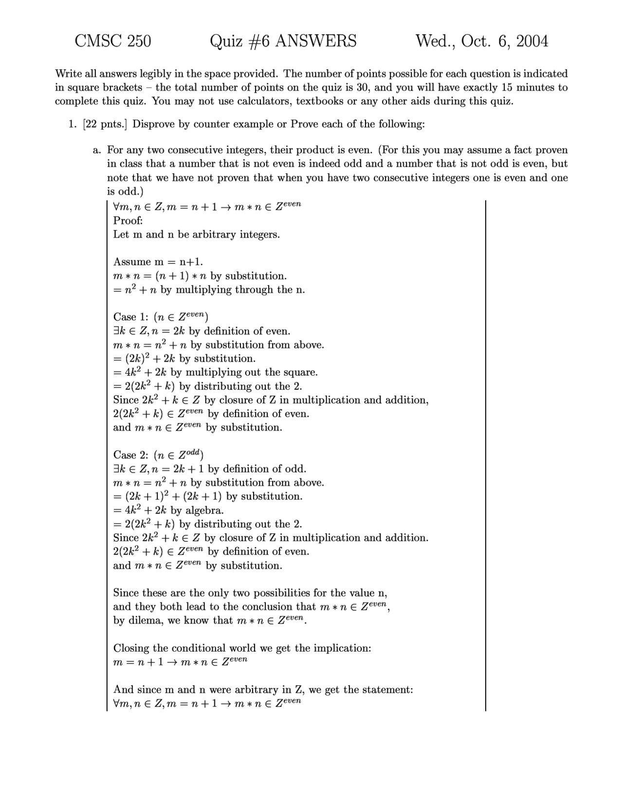 2 Problems On Discrete Mathematics Structure Quiz 6 Cmsc 250 Docsity