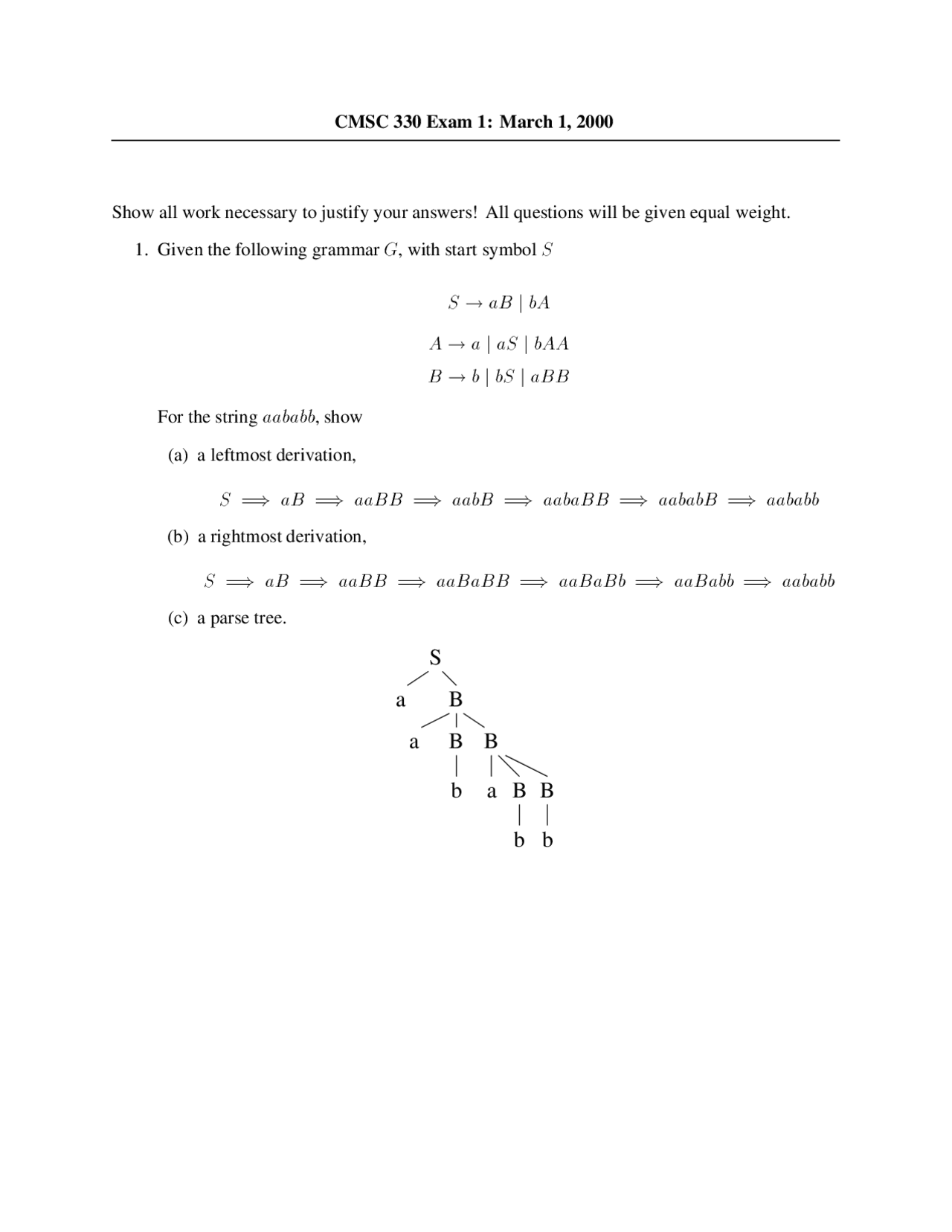 Past Exam 1 Questions Organization Programming Language Cmsc 330