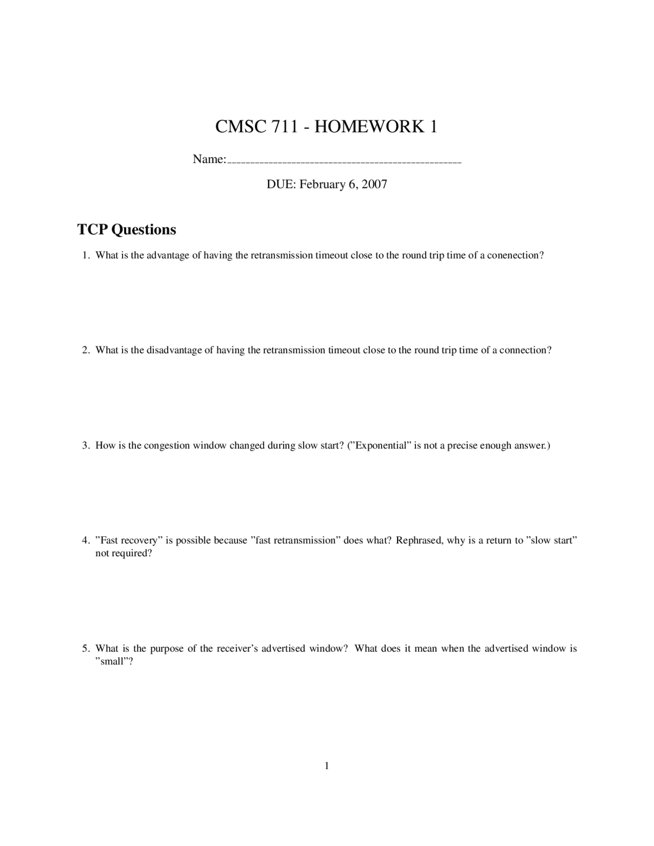12 Unsolved Questions On Computer Networks Homework 1 Cmsc 711