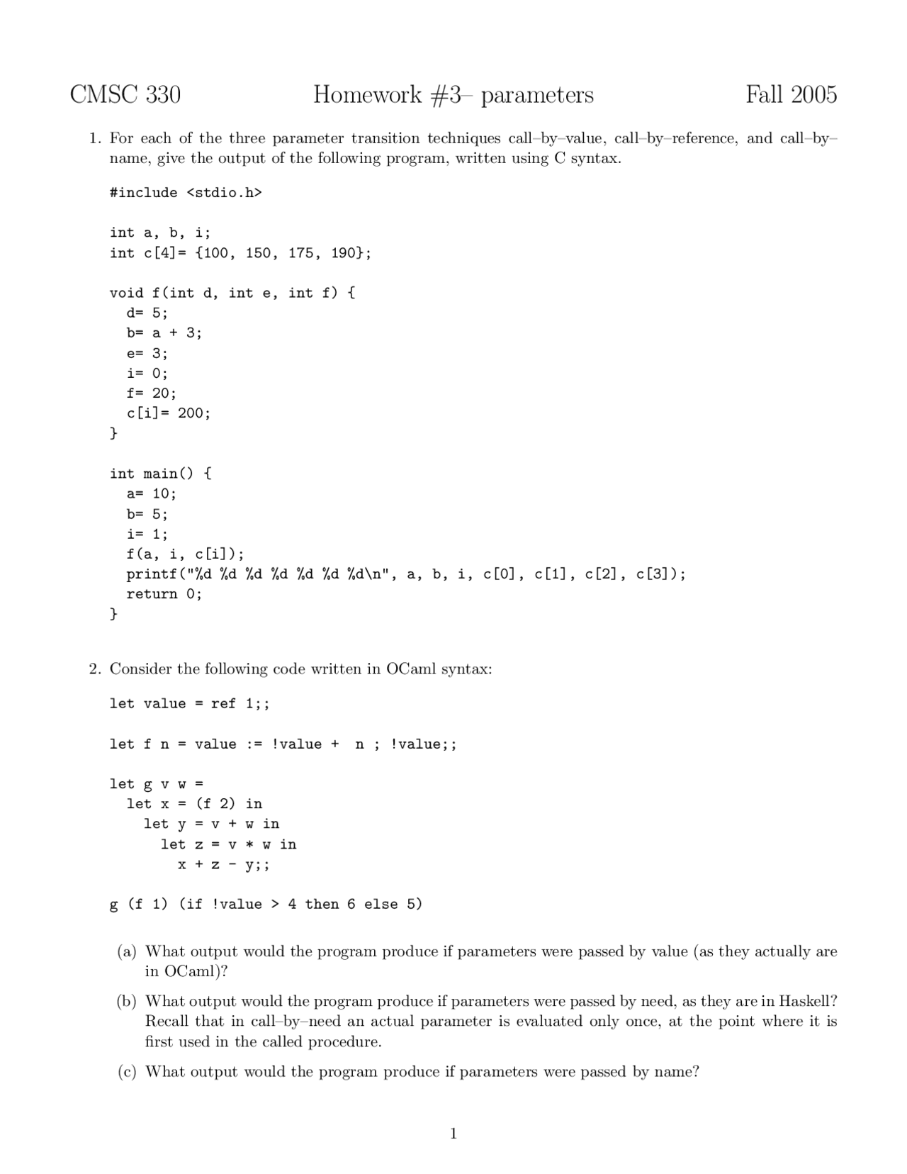 Assignment 3 Organizational Program Language Cmsc 330 Docsity