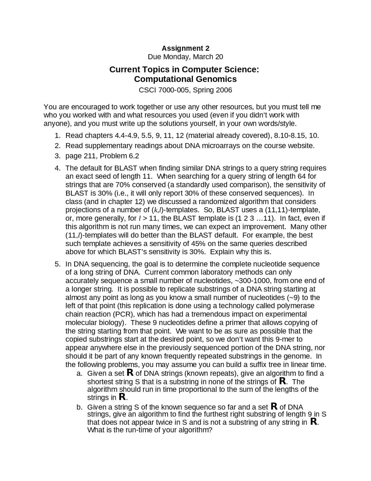 Computational Genomics Assignment 2 Assignments Computer Science Docsity
