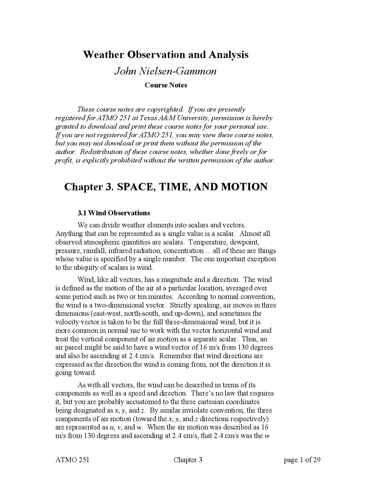 Weather Observation And Analysis Lecture Notes Atmo 251 Docsity