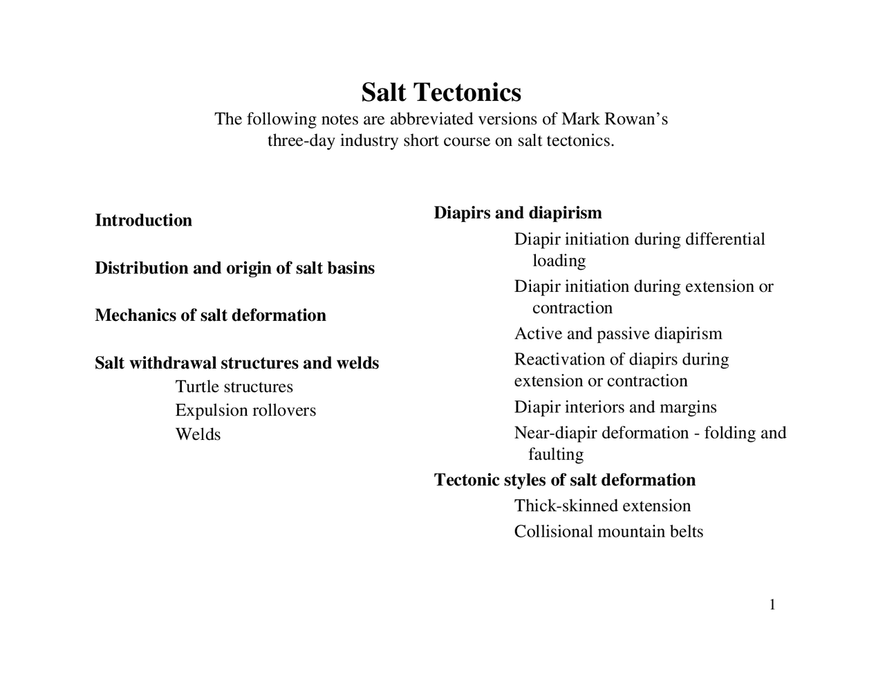 Notes On Salt Tectonics In Structural Geology Geol 3120 Docsity