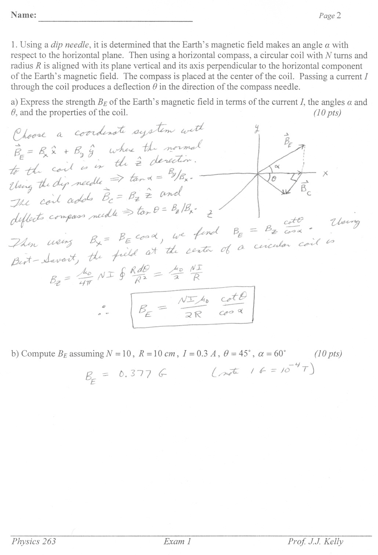 Exam 1 With Solution Electrodynamics Phys 263 Docsity