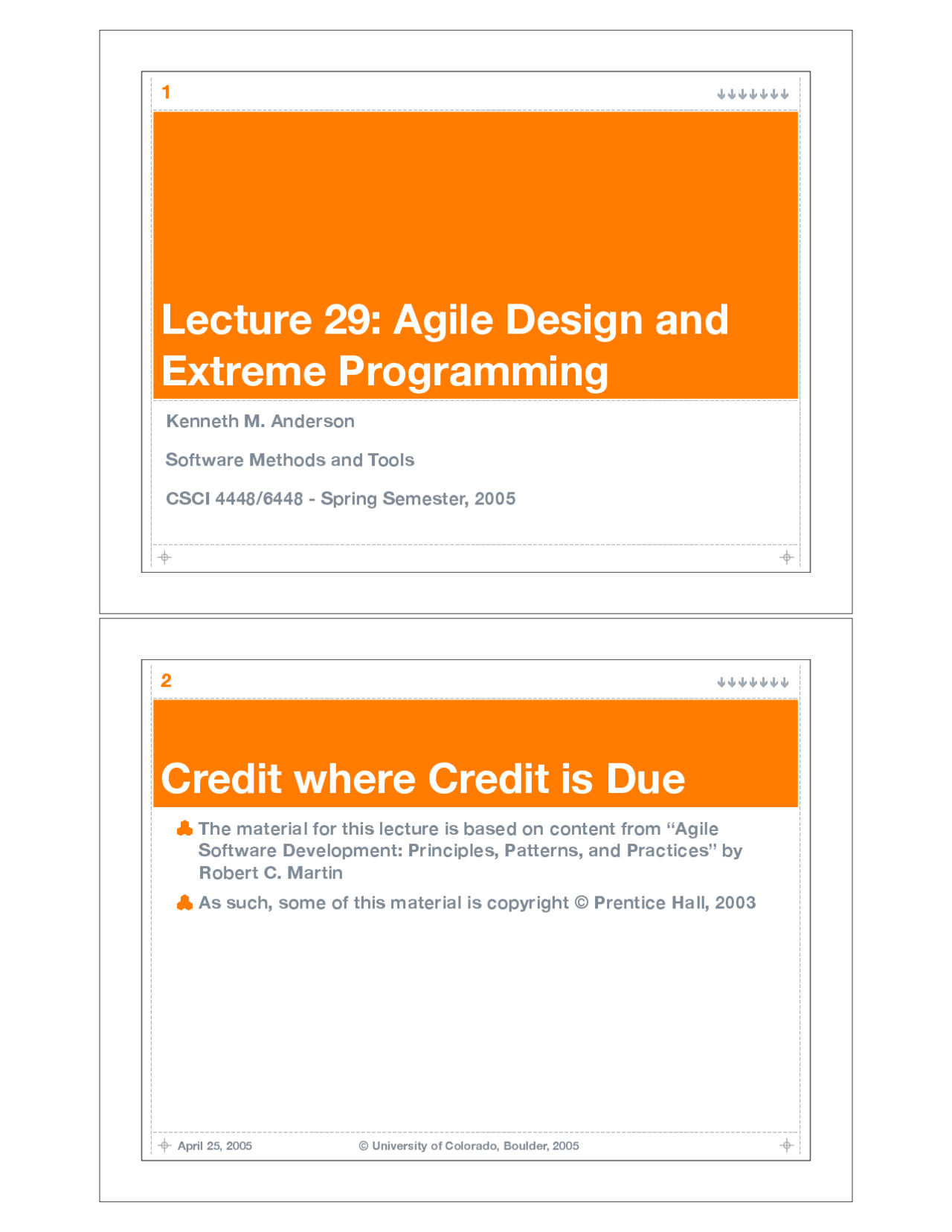 Lecture Slides On Agile Design And Extreme Programming Csci 4448 Docsity