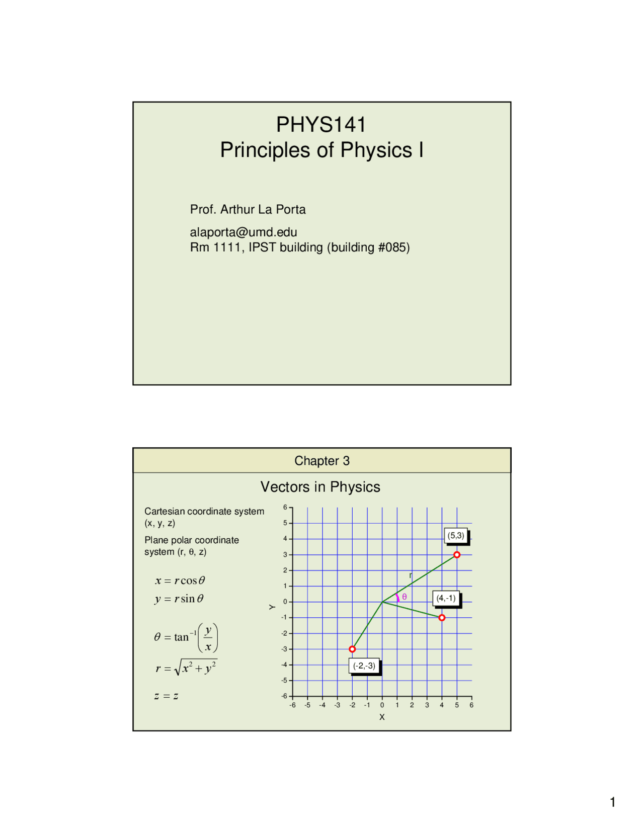 Vector In Physics Principle Of Physics Lecture Slides Phys 141