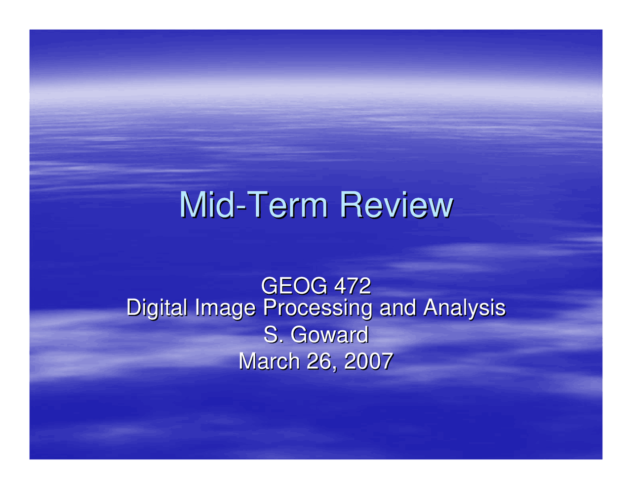 Digital Image Processing And Analysis Lecture Slides Geog 472 Docsity
