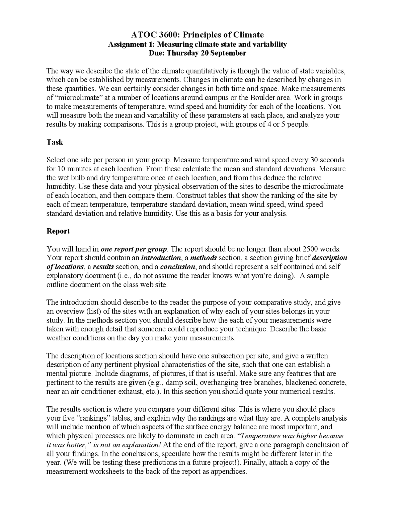 Assignment 1 Measuring Climate State And Variability Atoc 3600 Docsity