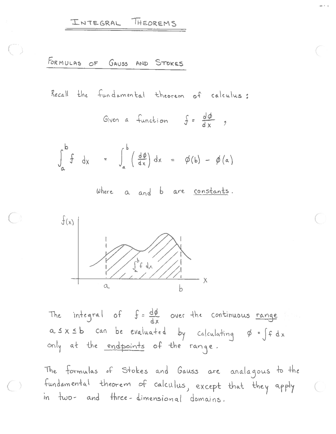 Handwritten Notes On Integrals Theorem Cven 5313 Docsity