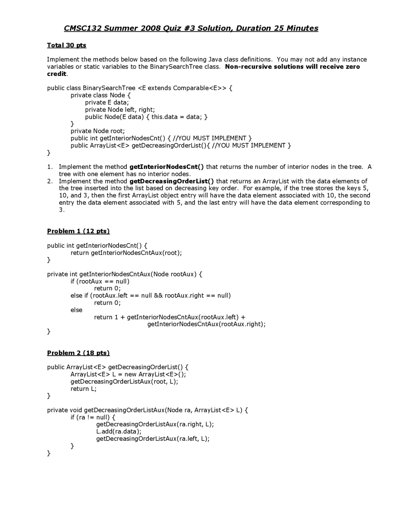 Quiz 3 With Solution Object Oriented Programming Ii Cmsc 132 Docsity